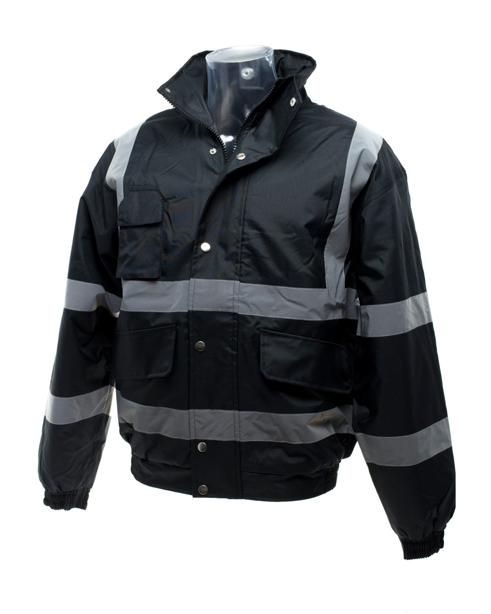 Hi-Vis Black Bomber Jacket Printed Security Uniform - Simply Hi Vis ...