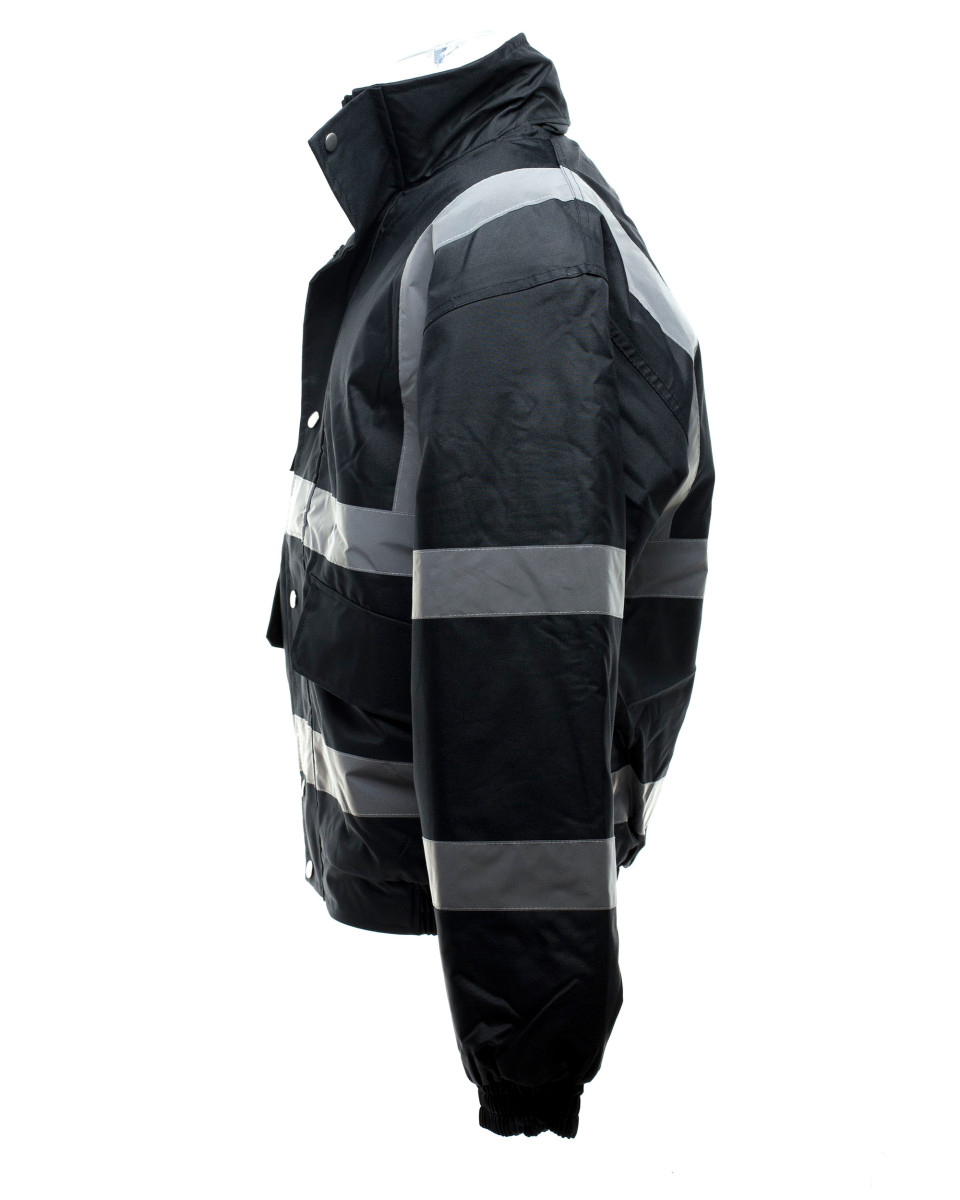 Hi-Vis Black Bomber Jacket Printed Security Uniform - Simply Hi Vis ...