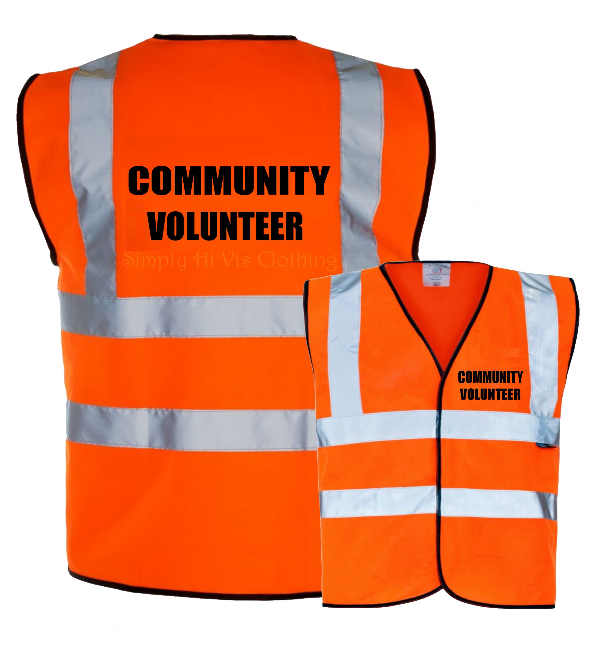 Community Volunteer Pre Printed Hi Vis Safety Vest / Waistcoat EN ISO ...