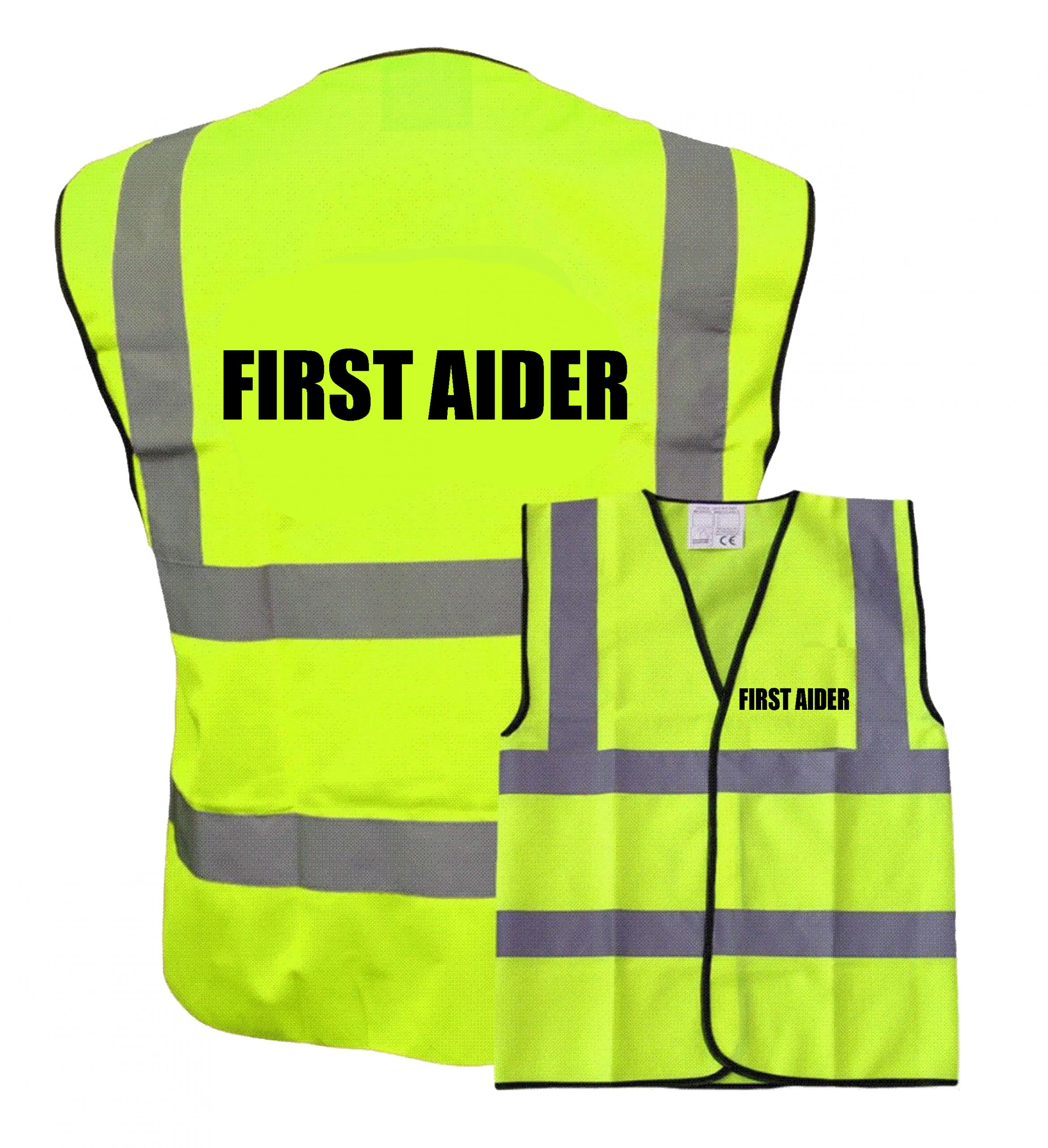 First Aider Pre Printed Hi Vis Safety Vest / Hi Viz Waistcoat EN ISO ...