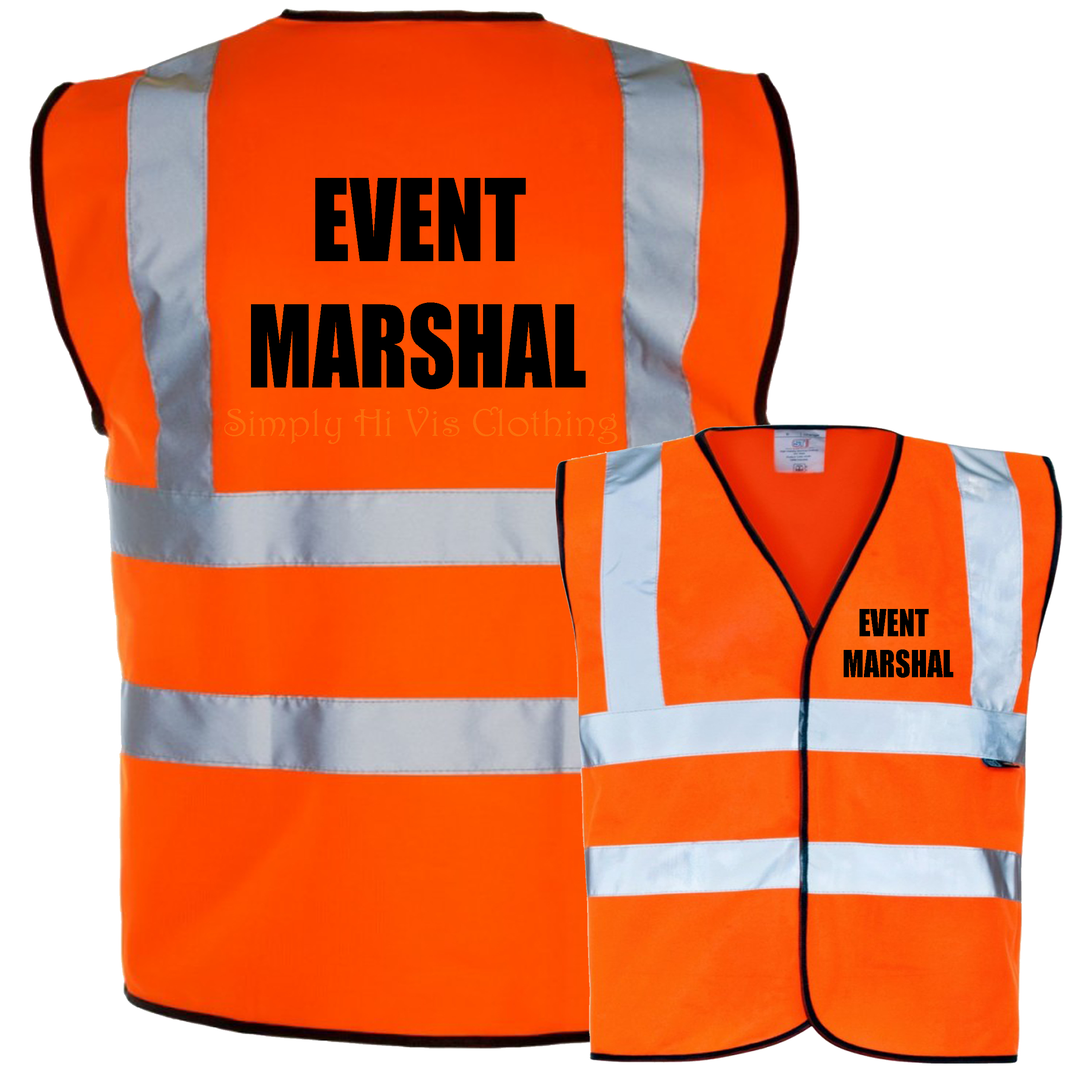 Event Marshal Pre Printed Hi Vis Safety Vest/Waistcoat EN ISO 20471 ...