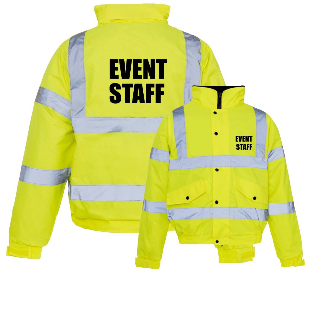 Event Staff Pre Printed Hi Vis Bomber Hi Viz Jacket add Custom Print ...