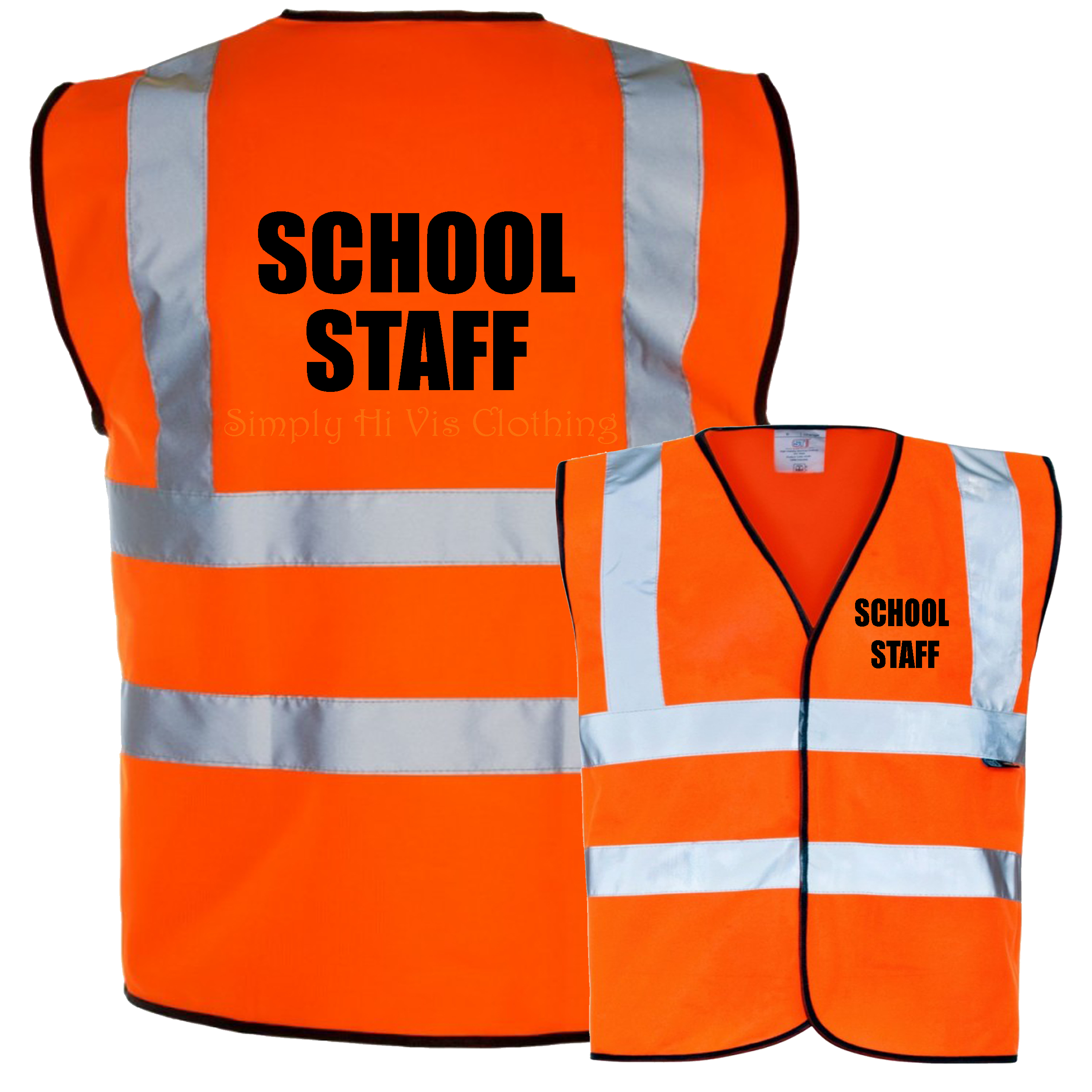 School Staff Pre Printed Hi Vis Safety Vest / Waistcoat EN ISO 20471 ...