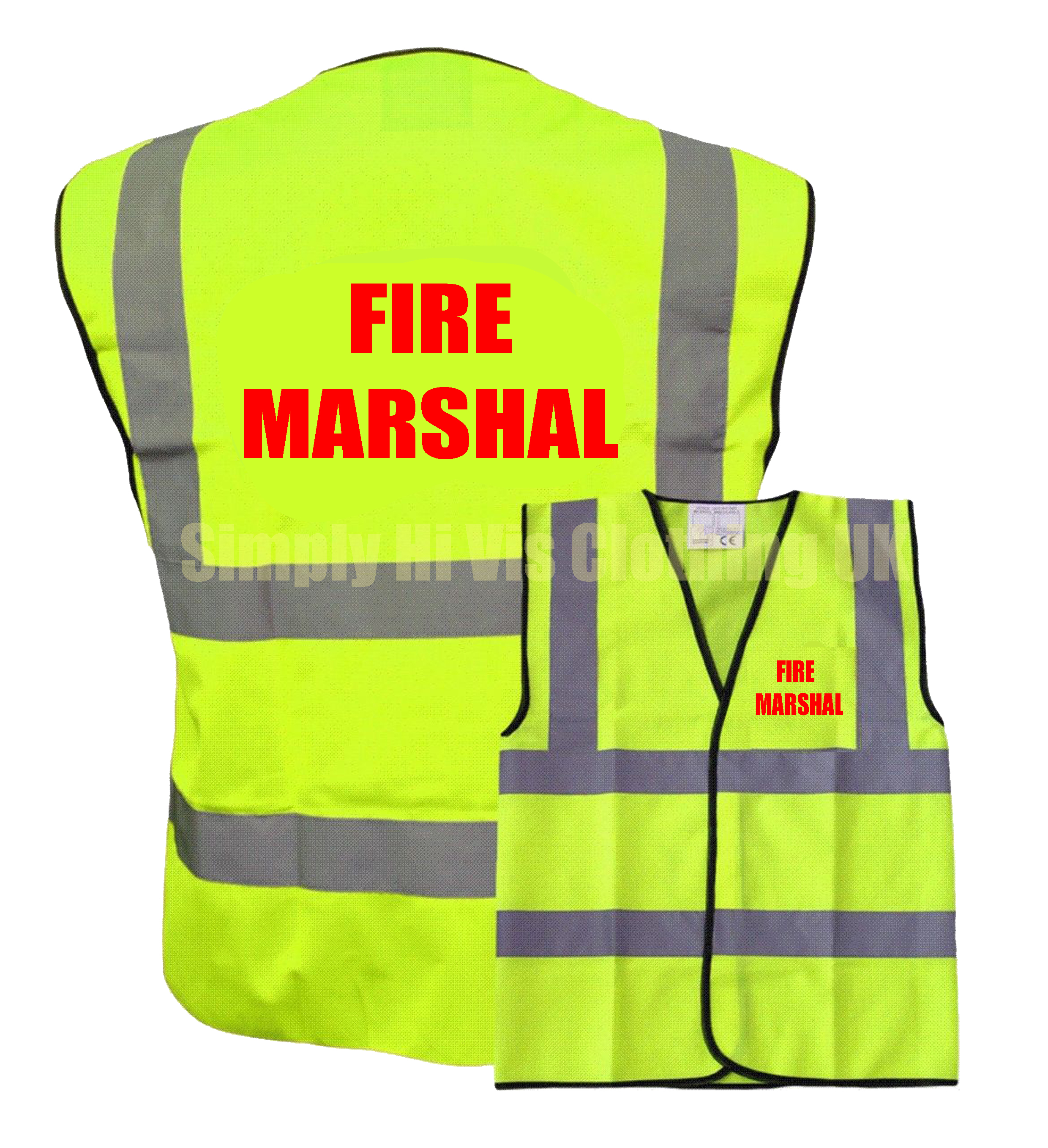 Hi Viz Vests Yellow Fire Marshal Red Yellow Hi Vis Viz Reflective ...