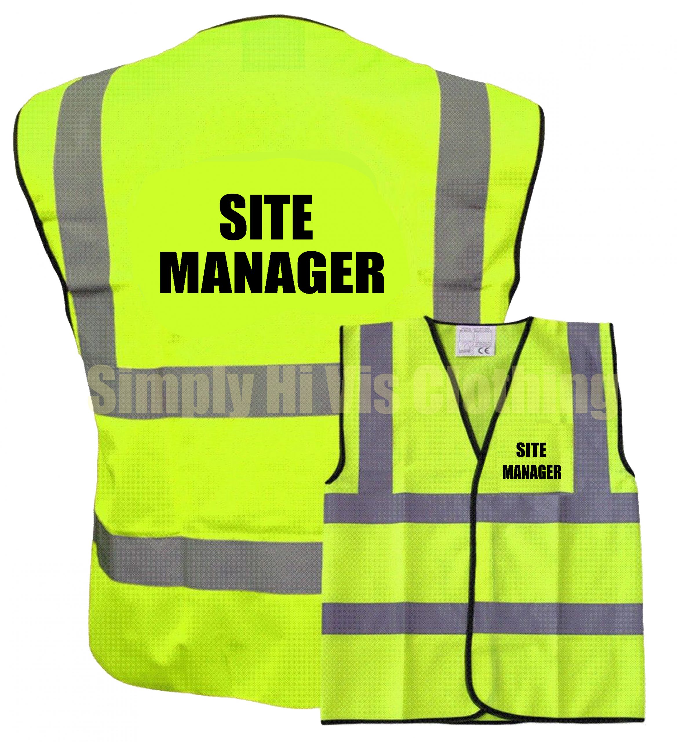 Site Manager Pre Printed Yellow / Orange Hi Vis Safety Vest / Hi Viz ...