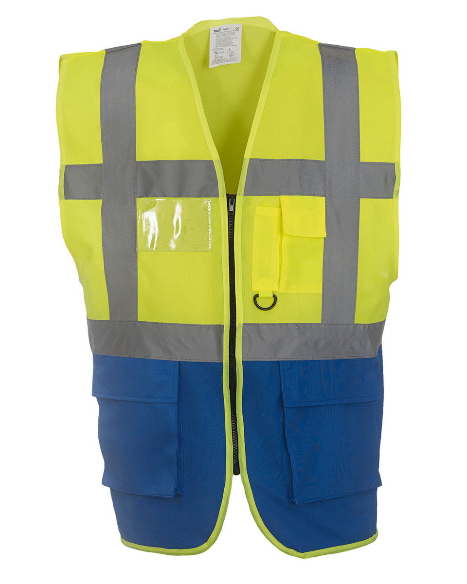 Yellow / Royal Blue Multi Pocket Executive Two Tone Hi Vis Coloured ...