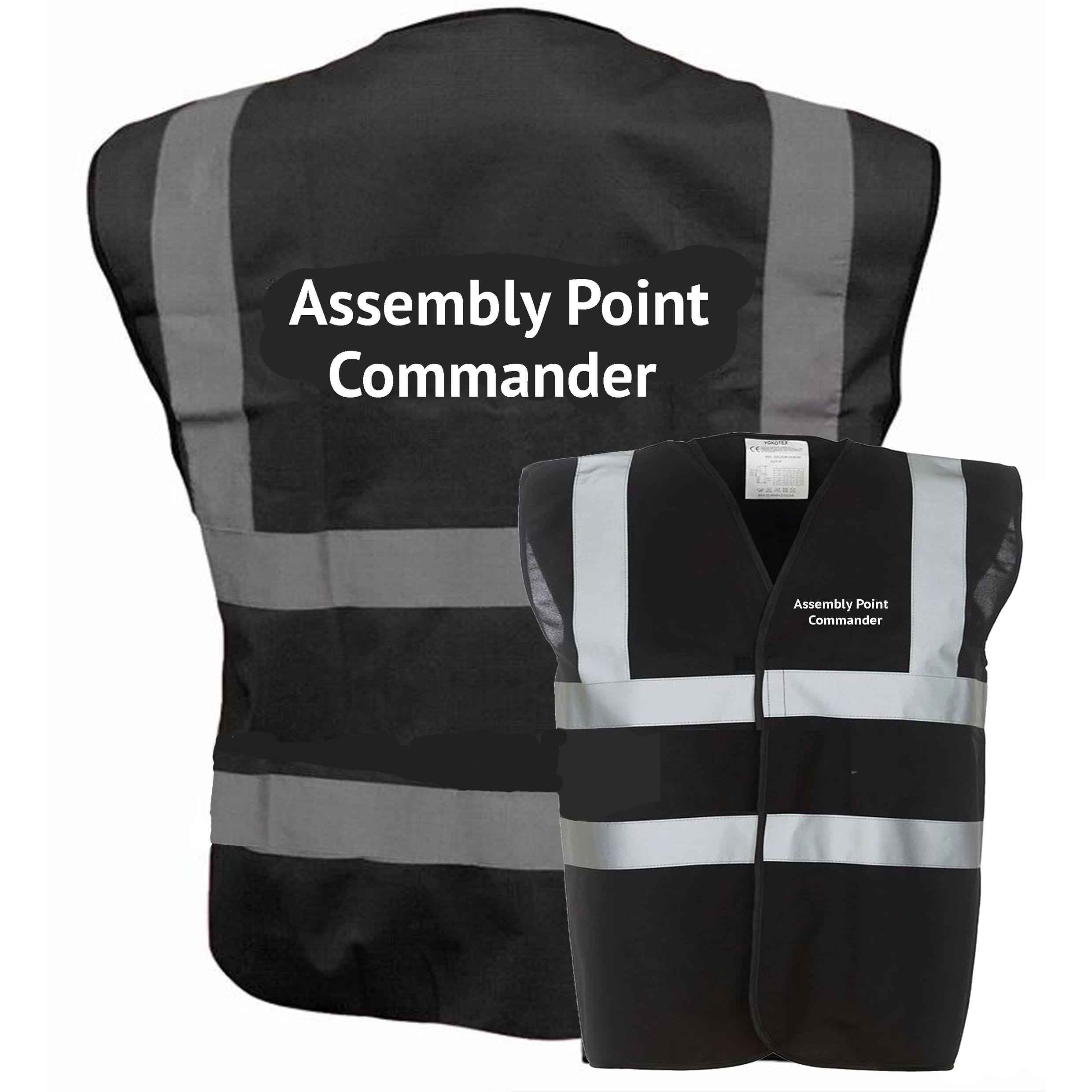 Assembly Point Commander Black Hi Vis Safety Vest / Waistcoat Pre ...