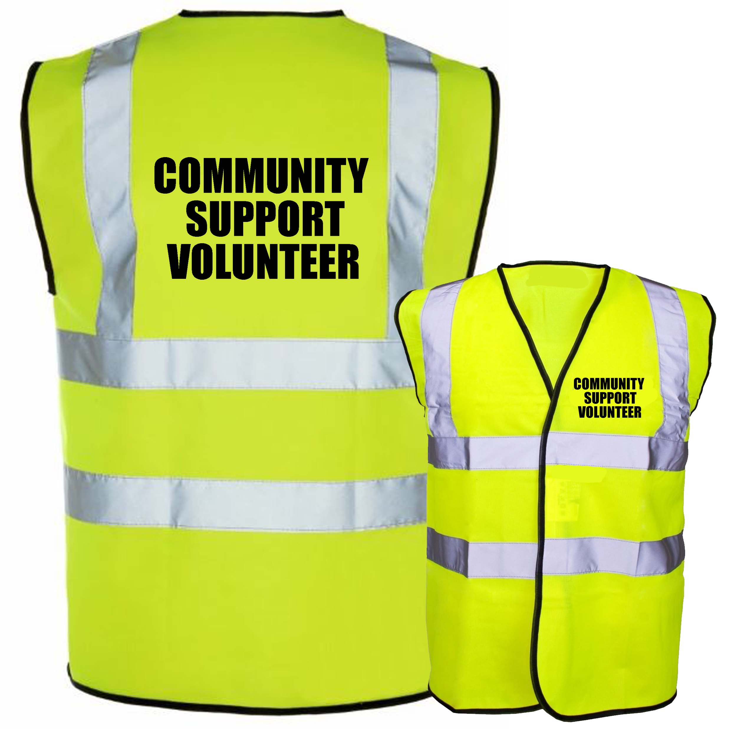 Community Support Volunteer Pre Printed Orange Hi Vis Safety Vest ...