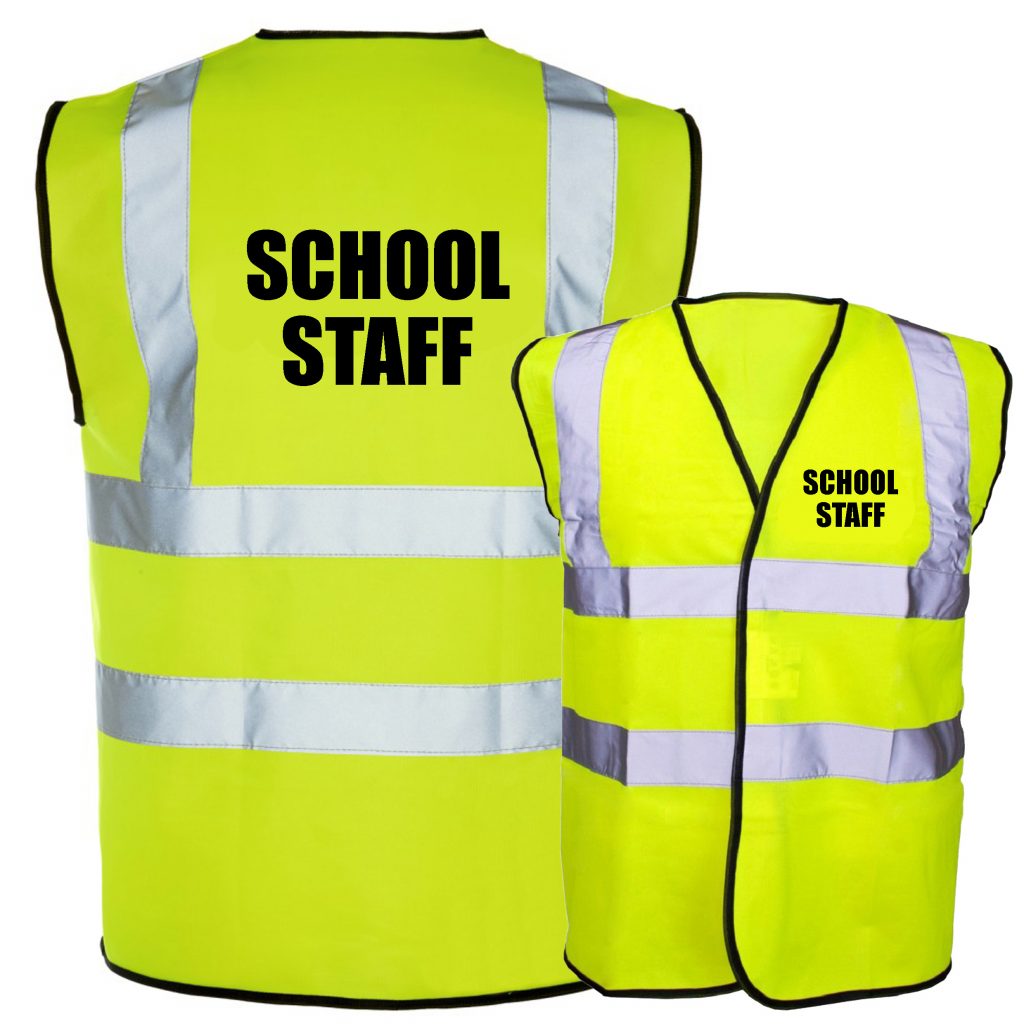School Staff Pre Printed Hi Vis Safety Vest / Waistcoat EN ISO 20471 ...