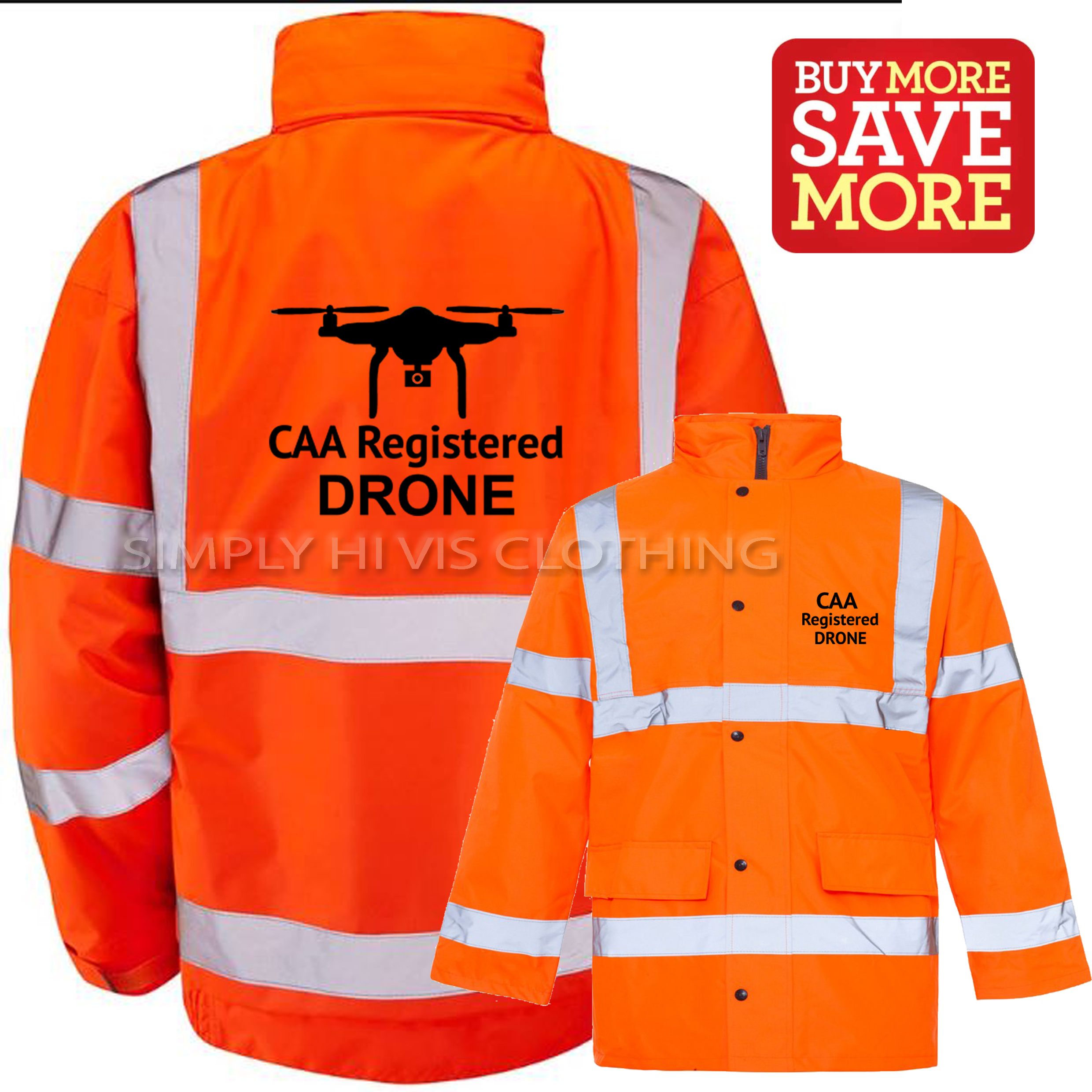 Drone CAA Registered Pre Printed Hi Vis Water Proof Coat Hi Viz Jacket ...