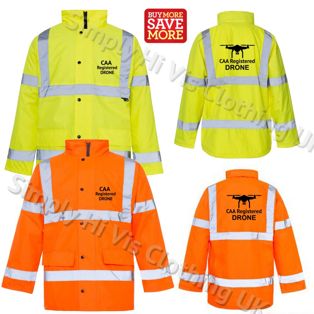 Drone CAA Registered Pre Printed Hi Vis Water Proof Coat Hi Viz Jacket ...