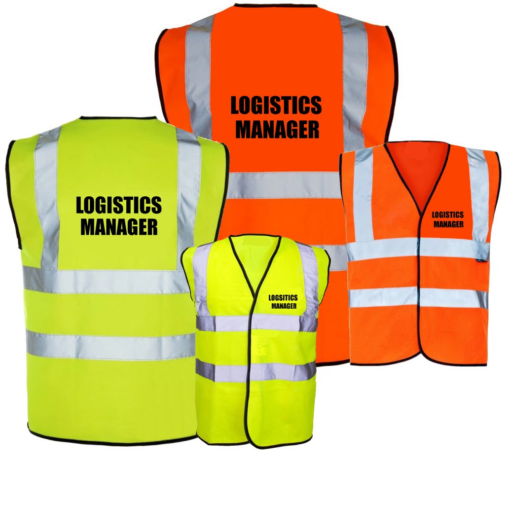 LOGISTICS MANAGER Pre Printed Yellow / Orange Hi Vis Safety Vest / Hi ...