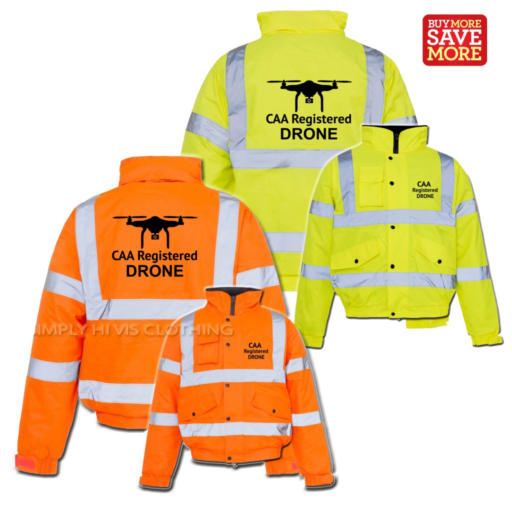 Drone CAA Registered Pre Printed Hi Vis Bomber Jacket Hi Viz Water ...