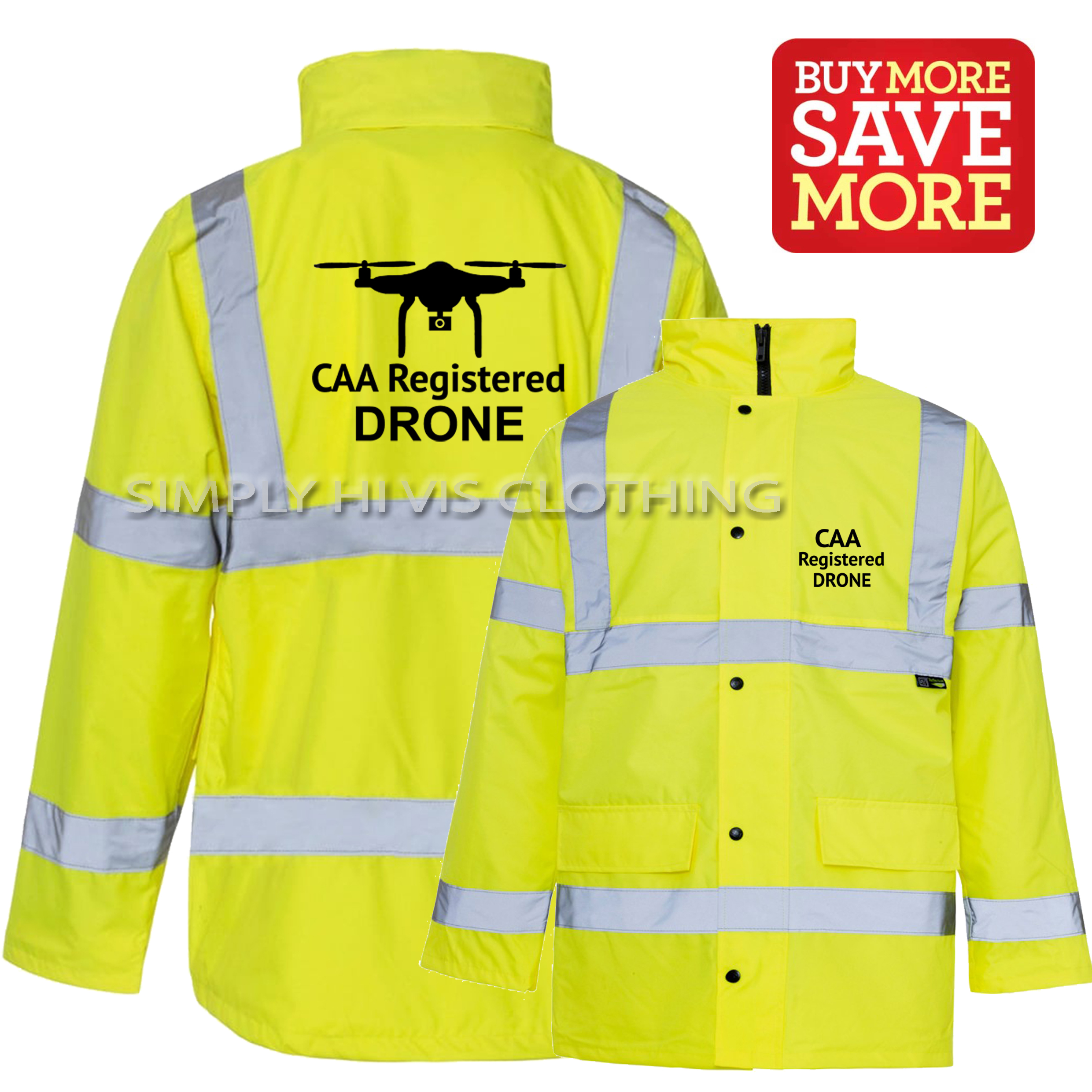 Drone CAA Registered Pre Printed Hi Vis Water Proof Coat Hi Viz Jacket ...