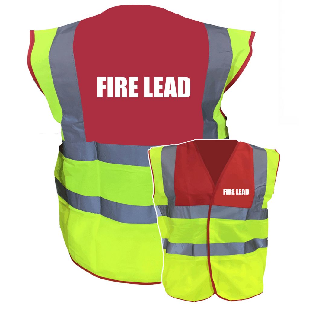 Fire Lead Red / Yellow Two Tone Hi Vis Safety Vest / Waistcoat Tabard ...