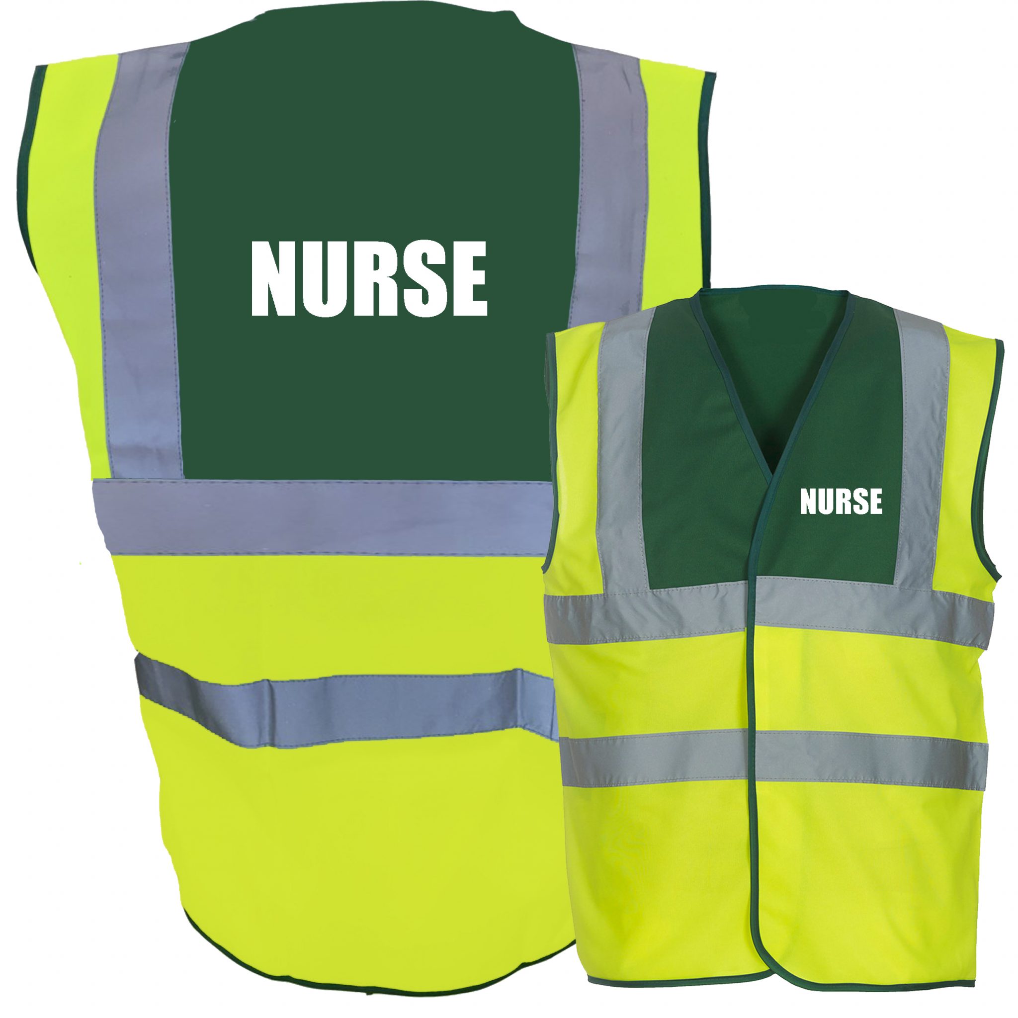 NURSE Hi Vis Two Tone Paramedic Green / Yellow Hi Viz Safety Vest ...
