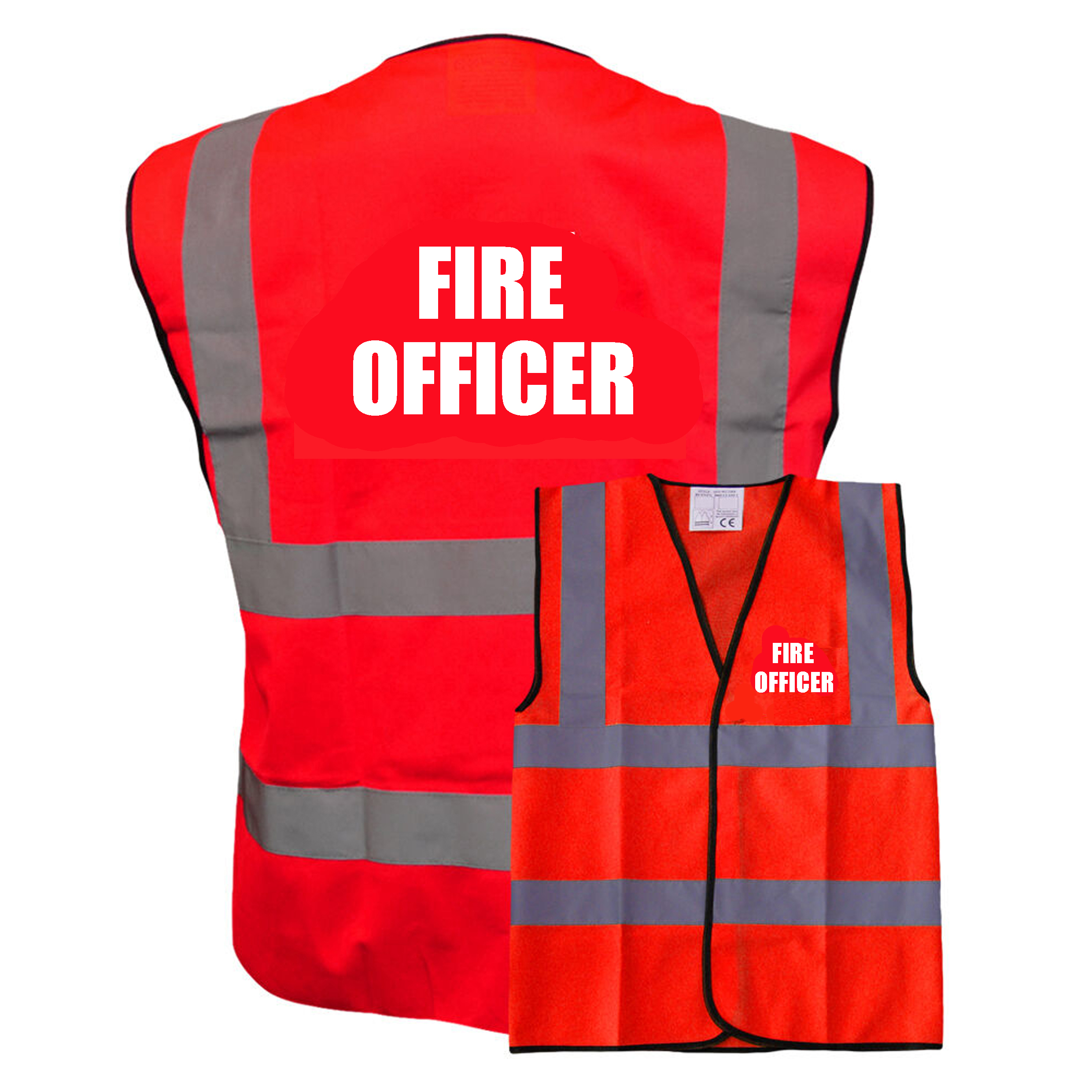 Pre Printed Fire Officer Red Hi Vis Safety Vest / Waistcoat - Simply Hi ...