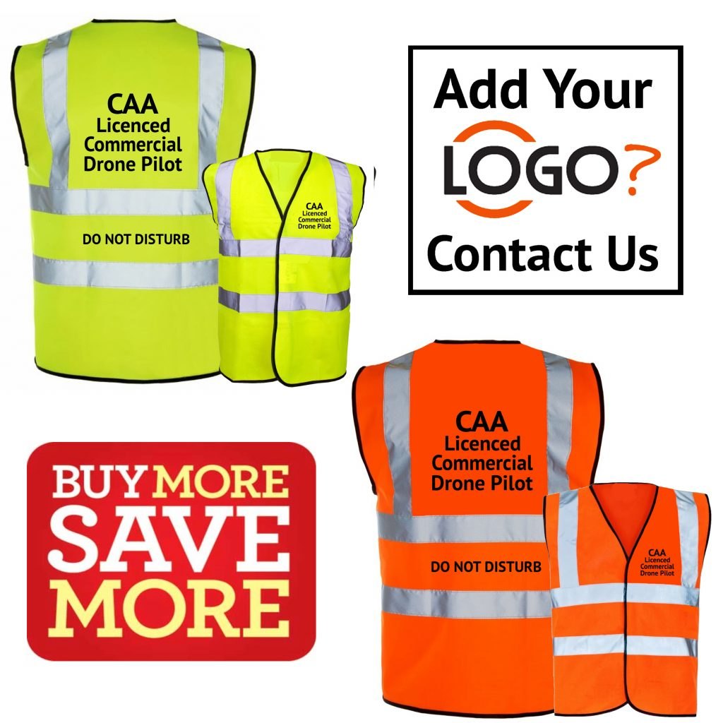 CAA Drone Licenced Commercial Pilot Printed Hi Vis Safety Vest / Hi Viz ...