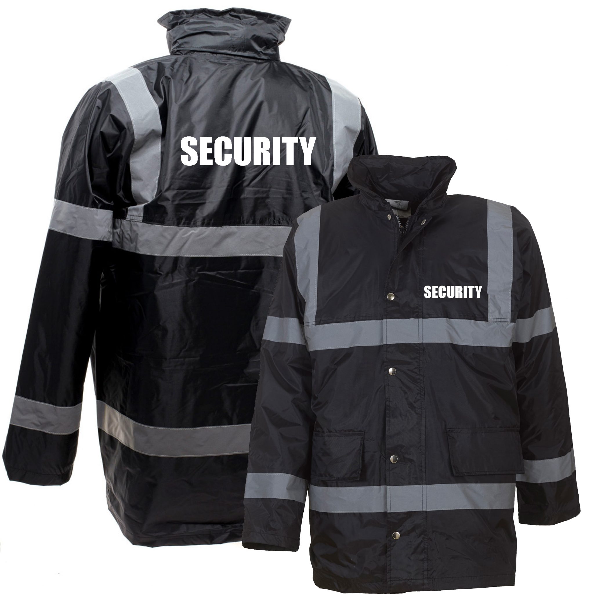 Hi-Vis Black Bomber Jacket Printed Security Uniform - Simply Hi Vis ...