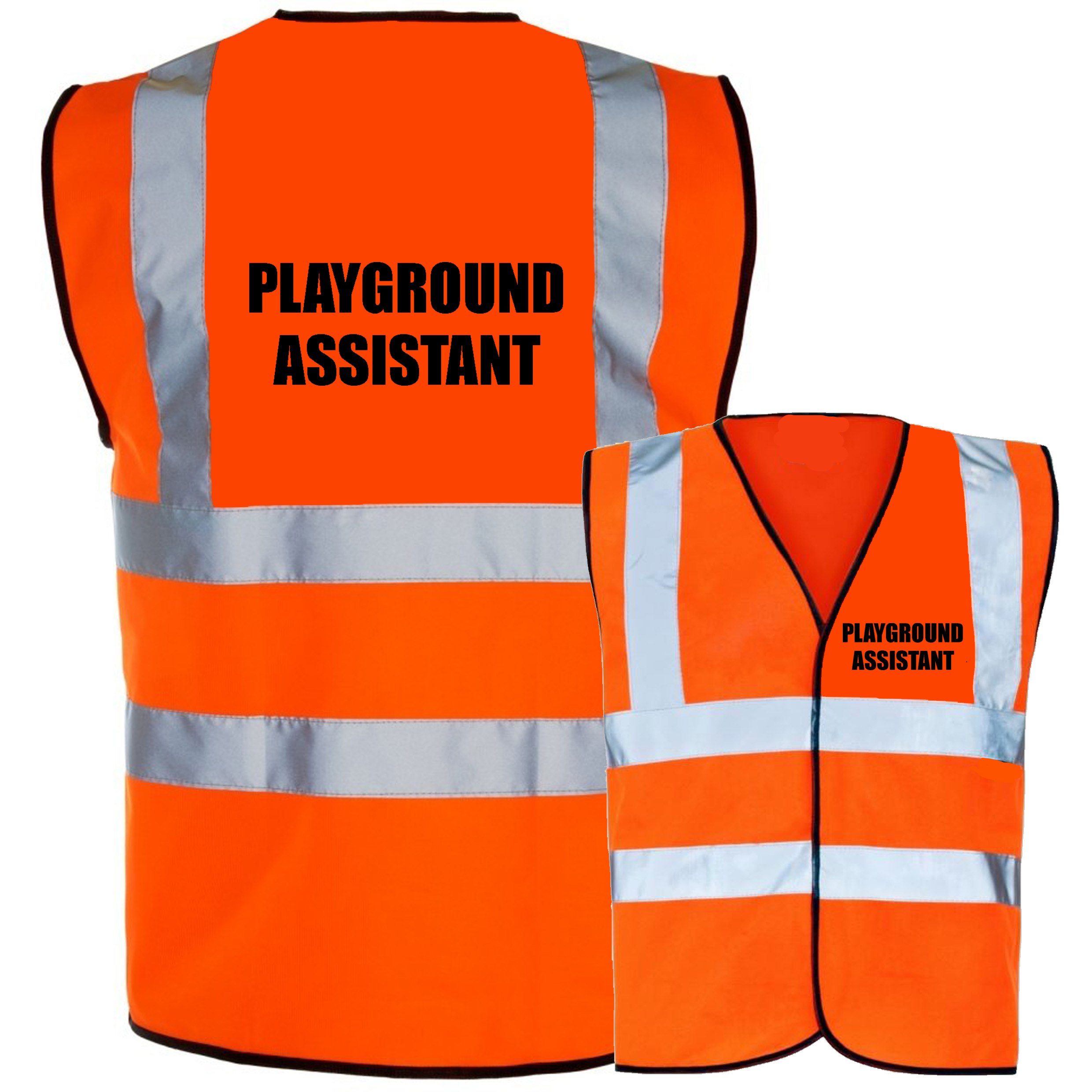 Playground Assistant Printed Orange Hi Vis Safety Vest / Waistcoat EN ...