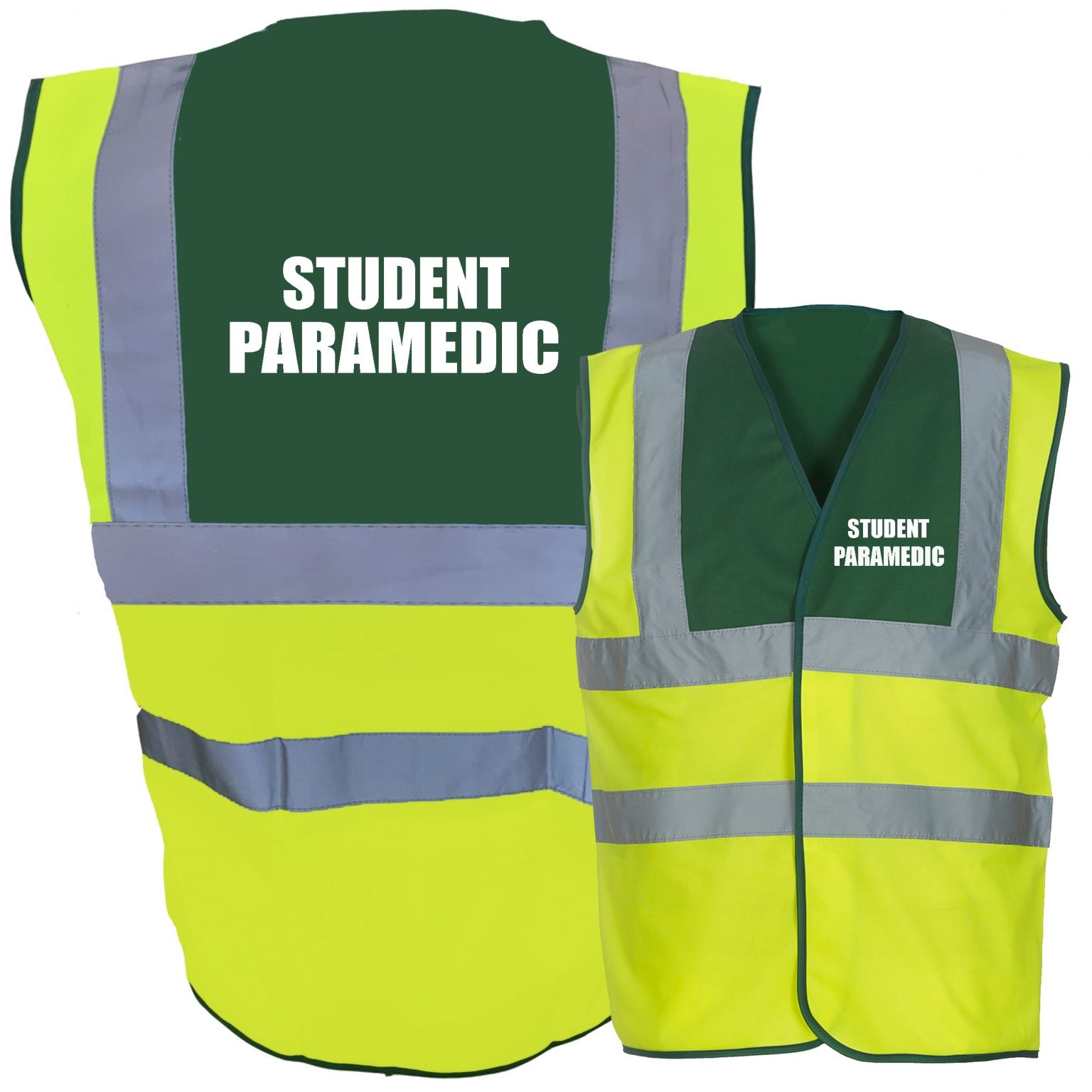 Student Paramedic Green / Yellow Two Tone Hi Vis Safety Vest ...