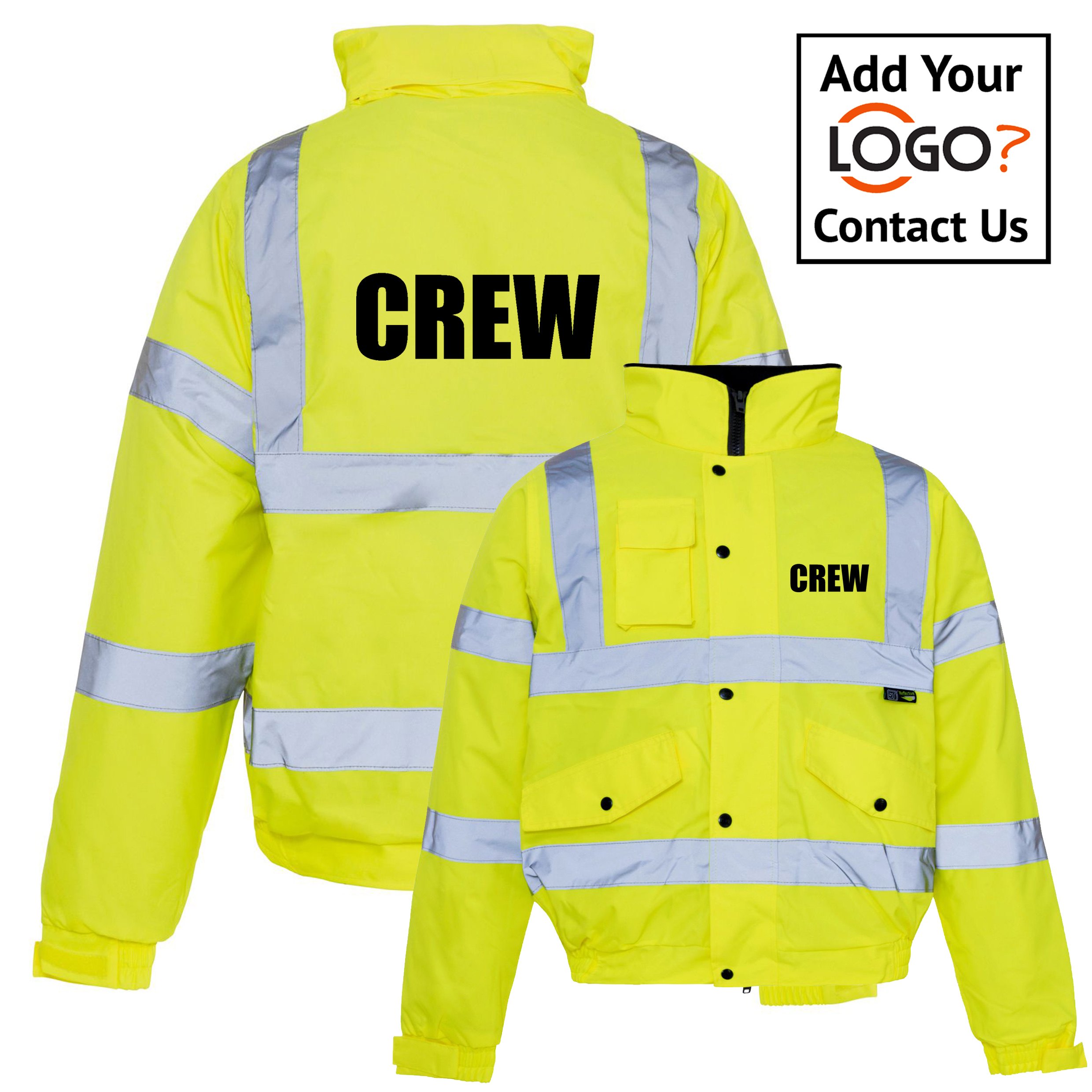 Crew Pre Printed Hi Vis Bomber Jacket / Coat EN ISO 20471 Class 3 ...