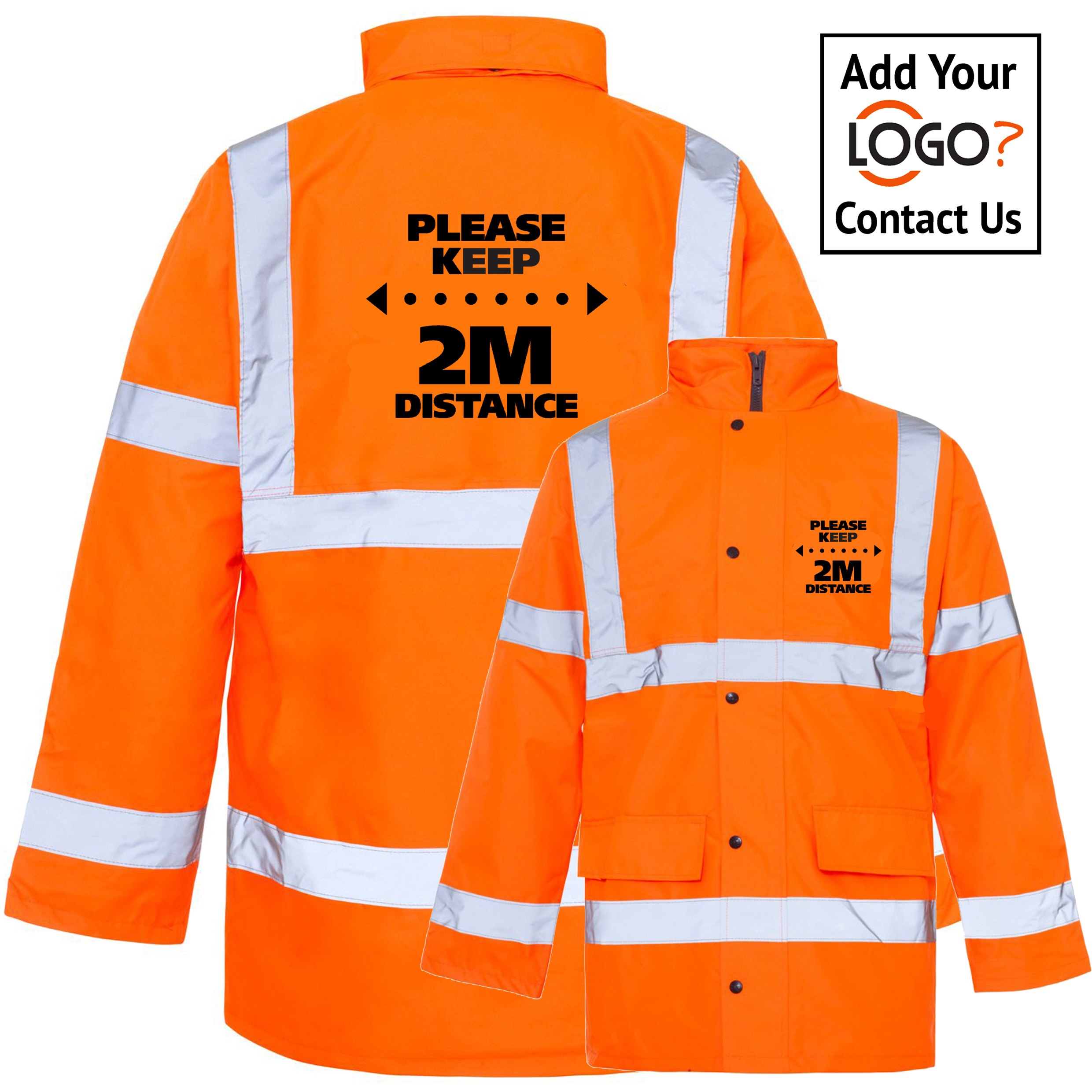 Social Distancing 2 Metre Hi Vis Waterproof Parka Traffic Jacket Yellow ...
