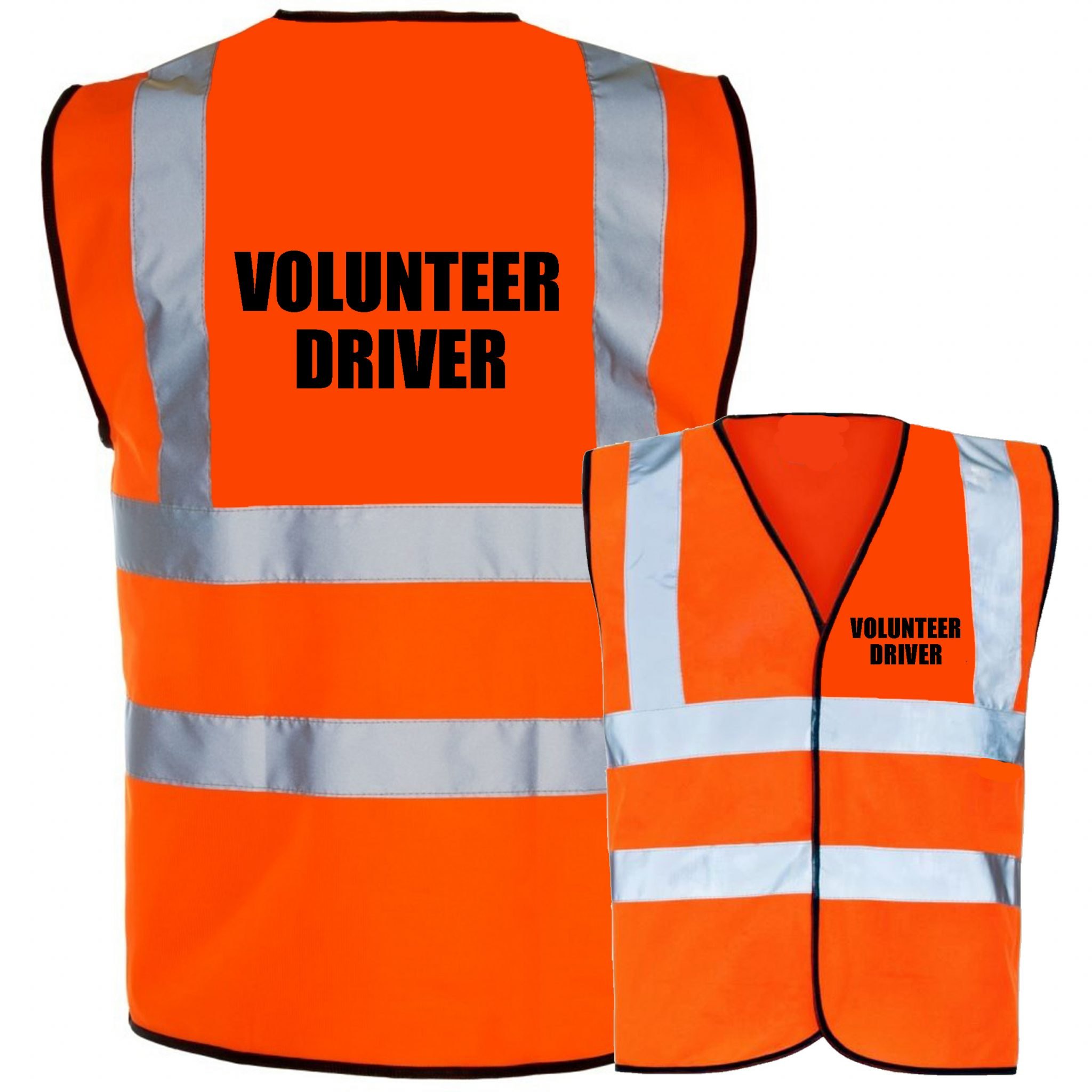 Volunteer Driver Pre Printed Orange Hi Vis Safety Vest Waistcoat Class ...