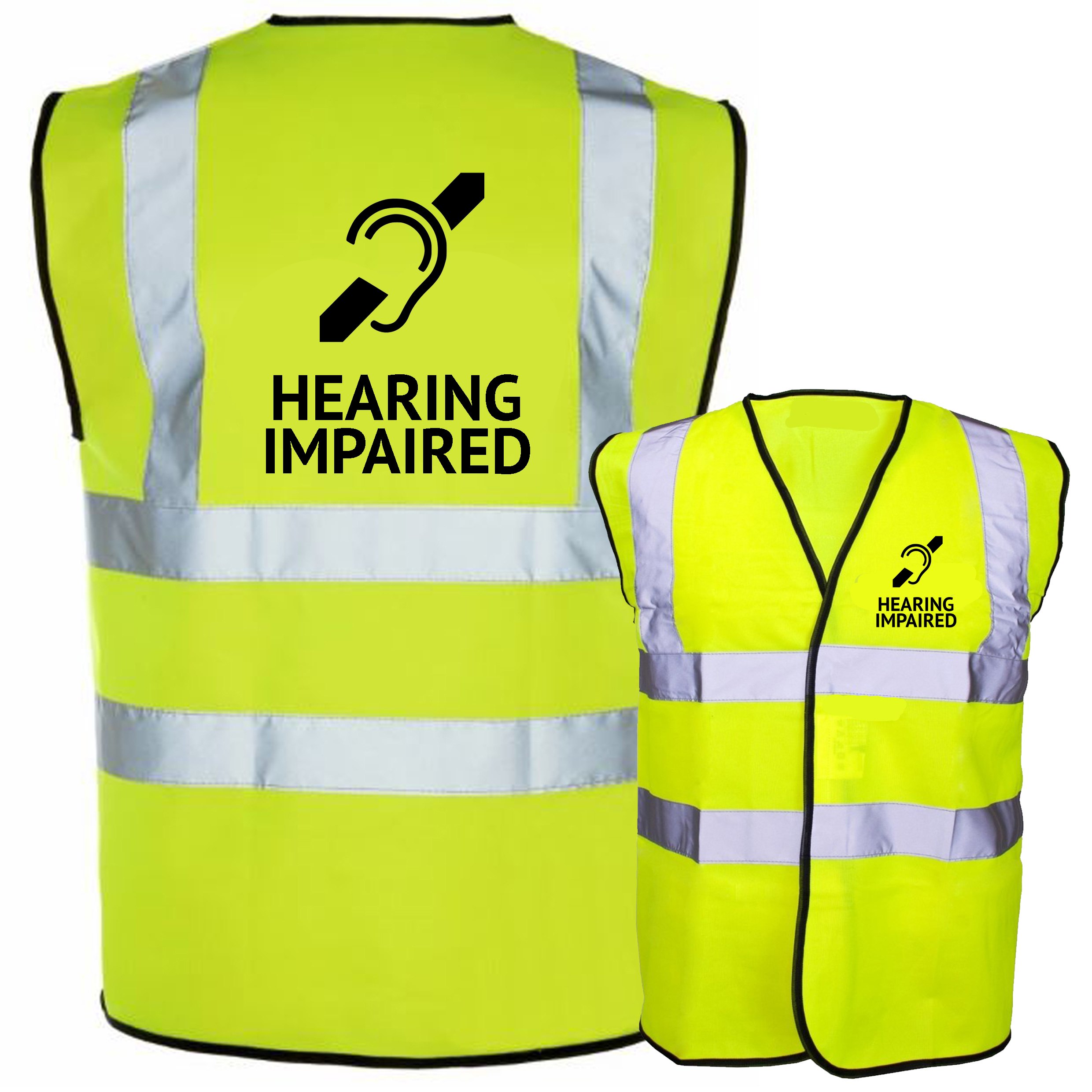 Hearing Impaired Pre Printed Hi Vis Safety Vest Waistcoat - Simply Hi ...