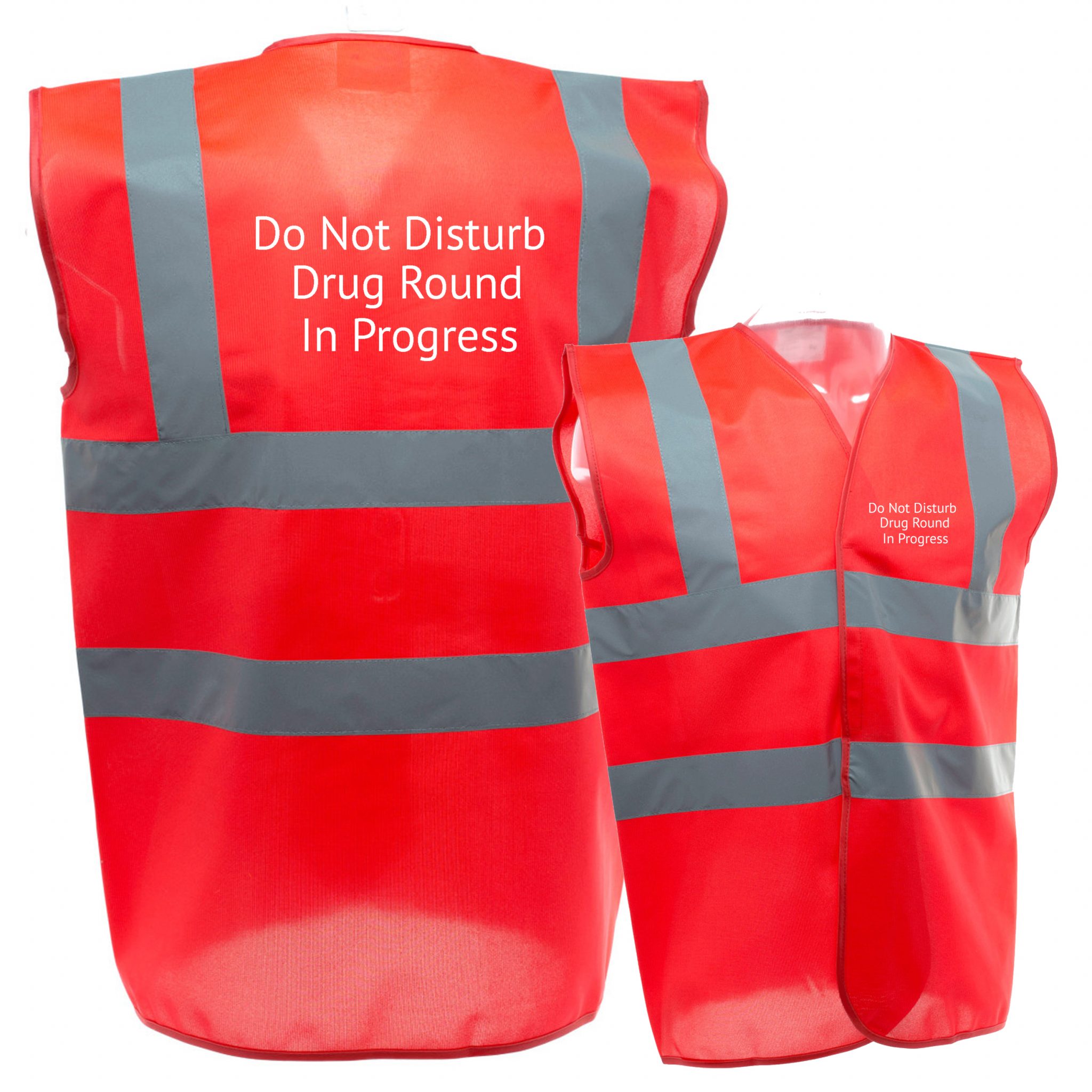 Red Hi Vis Safety Vest Waistcoat Tabard Do Not Disturb Drug Round In ...