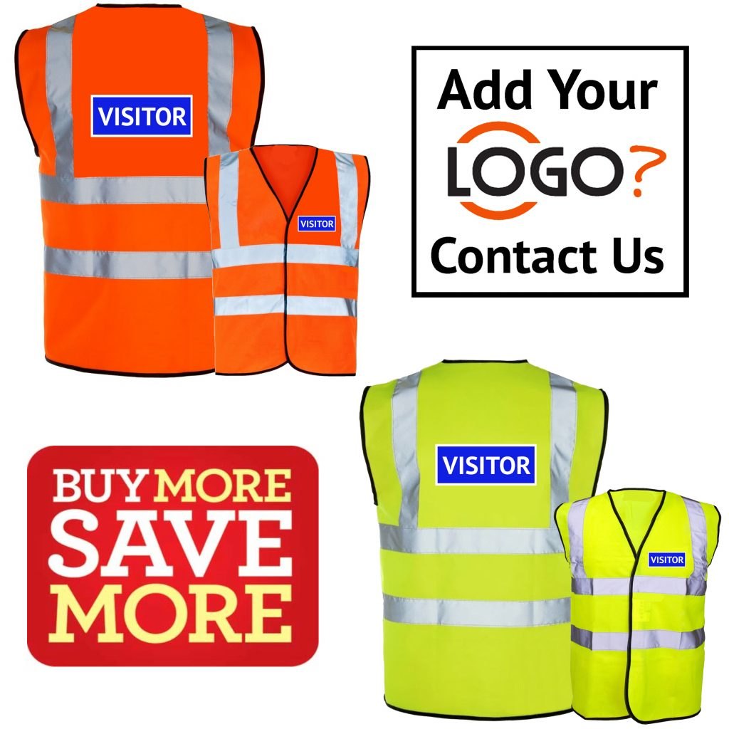 Visitor Printed in Blue Box Hi Vis Safety Vest / Hi Viz Waistcoat EN ...