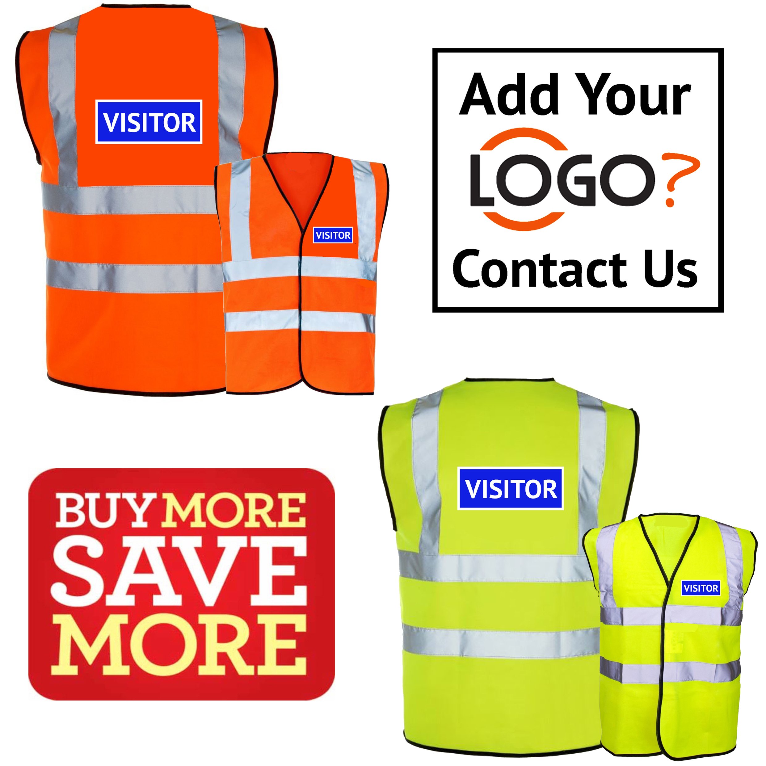 Visitor Printed in Blue Box Hi Vis Safety Vest / Hi Viz Waistcoat EN ...