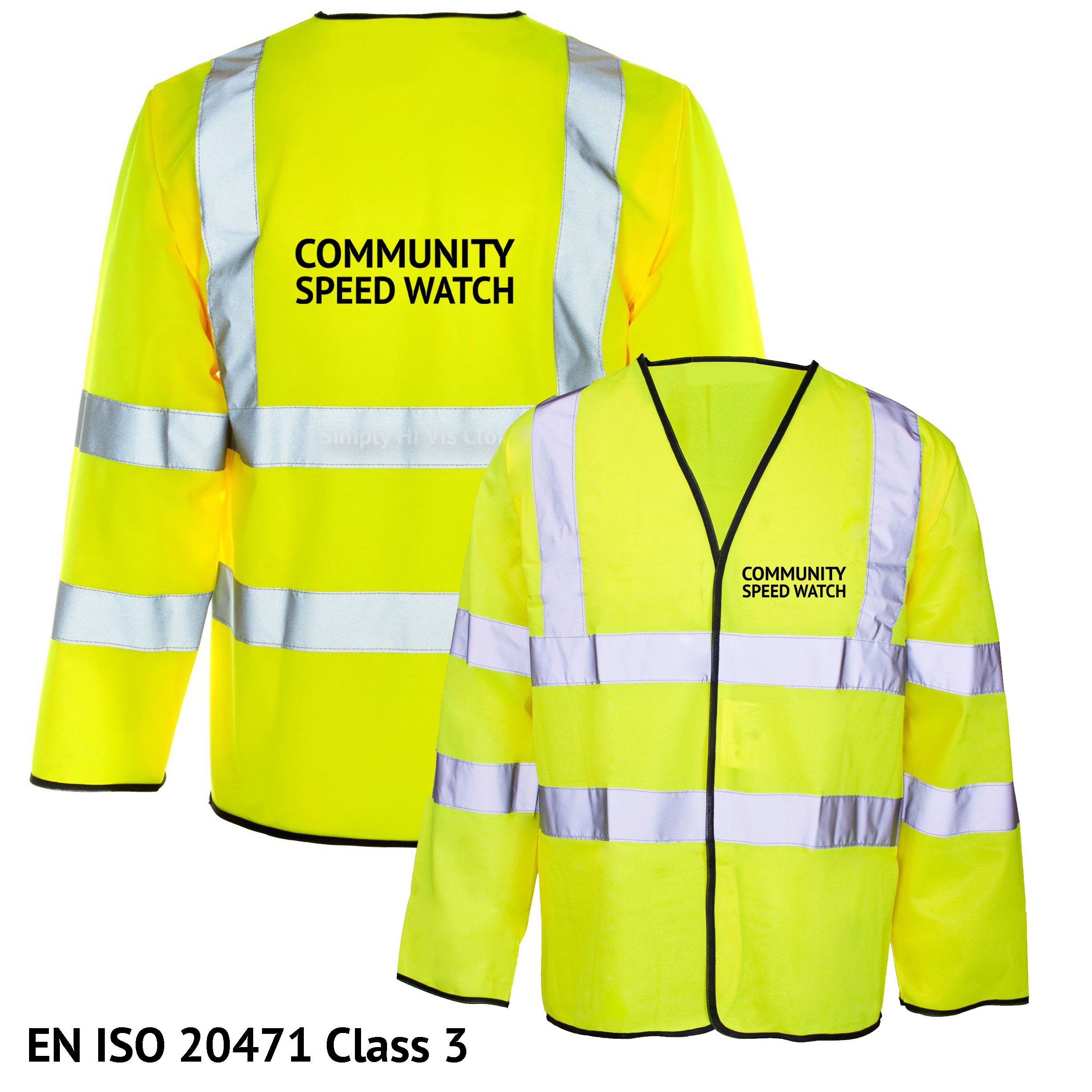 Community Speed Watch Printed Hi Vis Safety Vest / Hi Viz Waistcoat Long Sleeved - Simply Hi Vis ...
