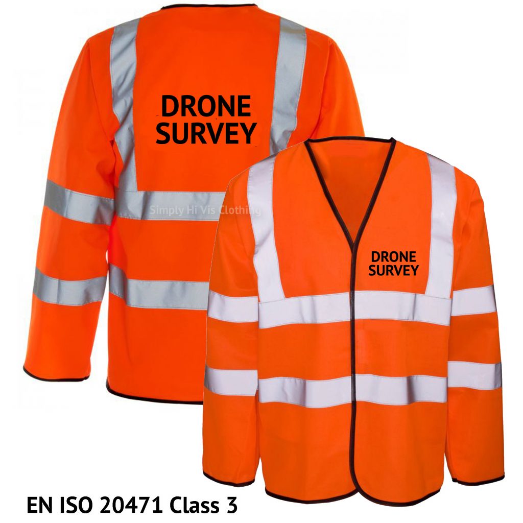 Drone Survey Printed Hi Vis Long Sleeved Safety Jerkin / Hi Viz Jacket ...