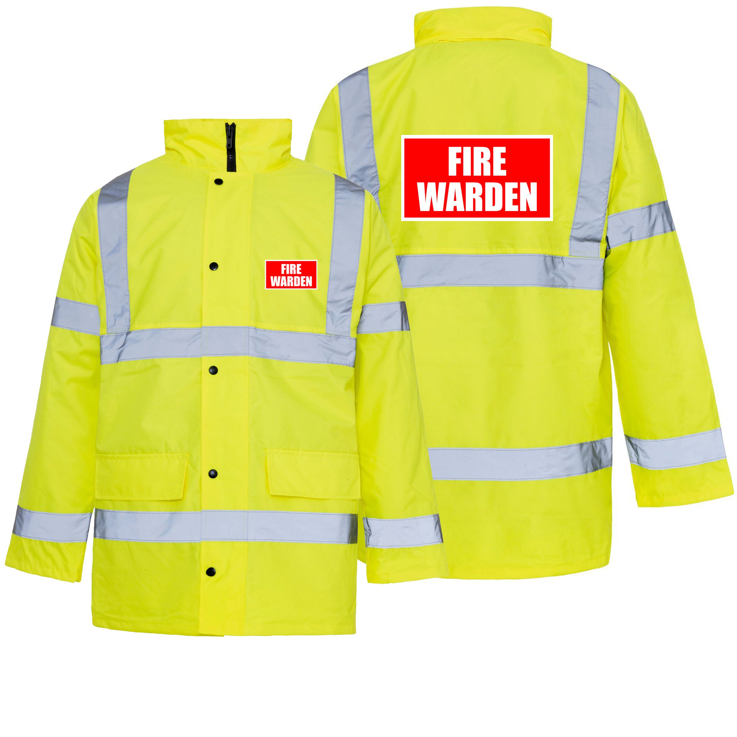 Fire Warden Hi Vis Waterproof Standard Padded Parka / Traffic Coat ...